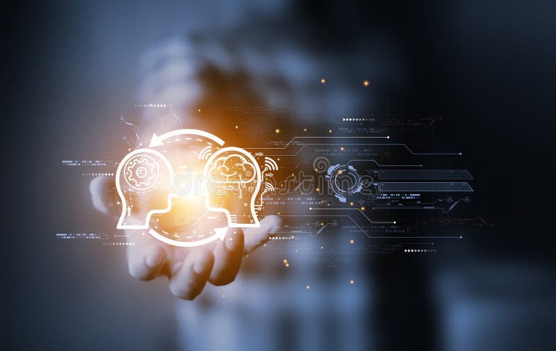 Icon Represents the Exchange of Artificial Intelligence Brains with ...