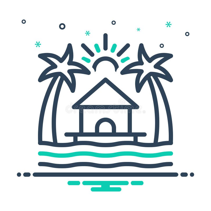 Mix Icon for Resort, Tourist Center and Beachfront Stock Illustration ...