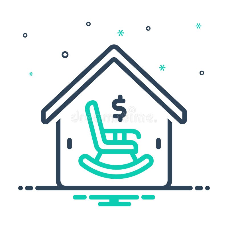 Mix Icon for Retirement, Rocking Chair and Elder Stock Vector ...