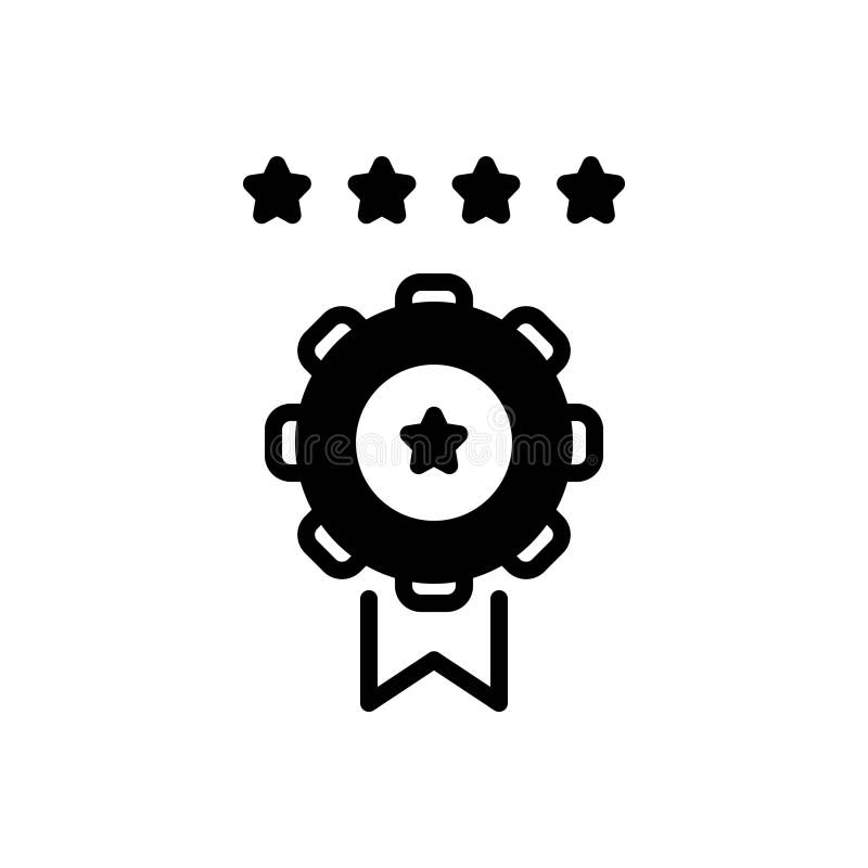 Black Solid Icon for Reward, Medal and Success Stock Vector ...