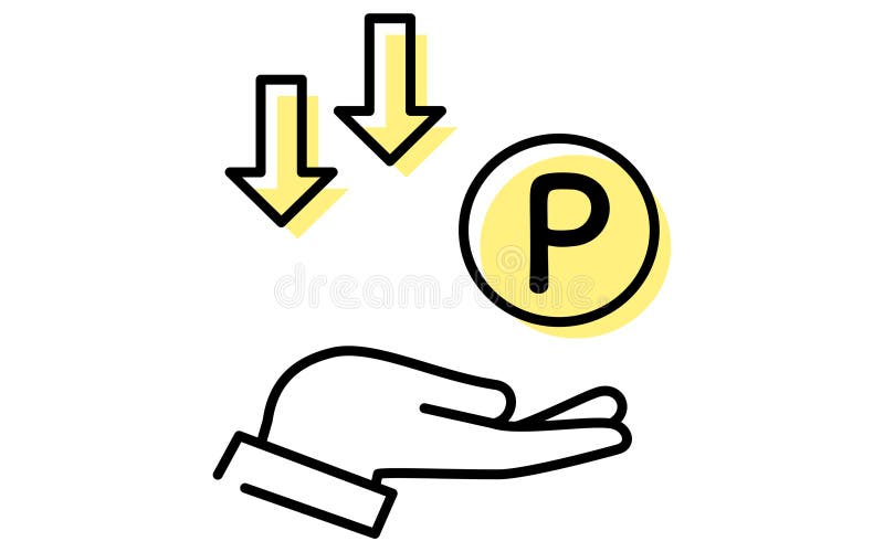 Icon with Rewards Points Loss, Simple Line Drawing Illustration Stock ...