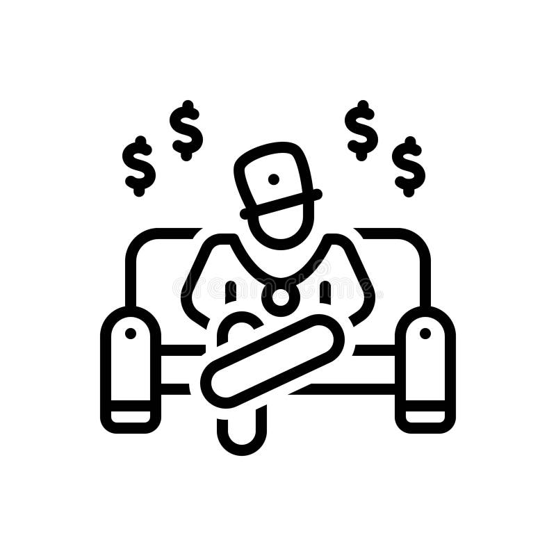 Black Line Icon for Rich, Wealthy and Sofa Stock Vector - Illustration ...