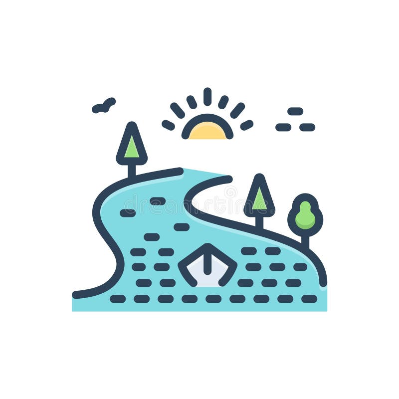 Color Illustration Icon for Rivers, Water and Ocean Stock Illustration ...