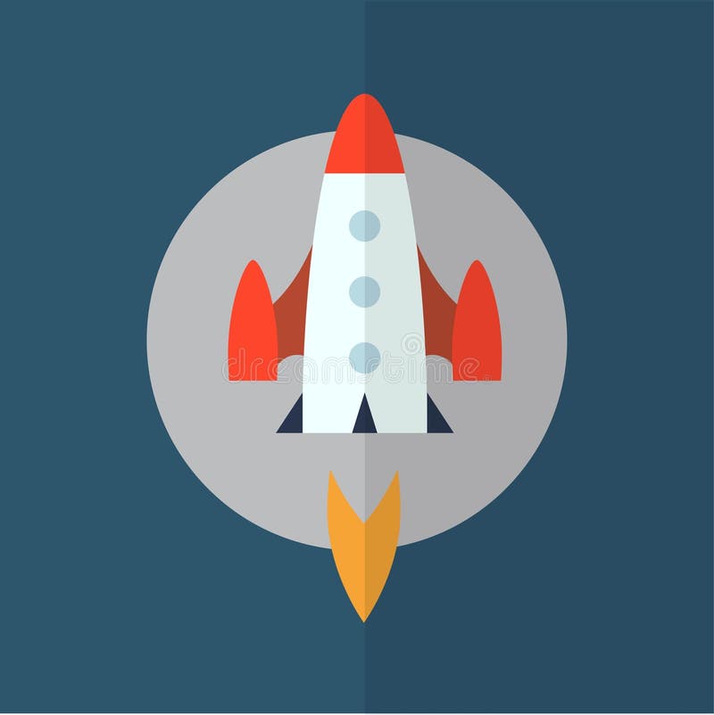 Icon Rocket Background. Flat Design Stock Vector - Illustration of ...