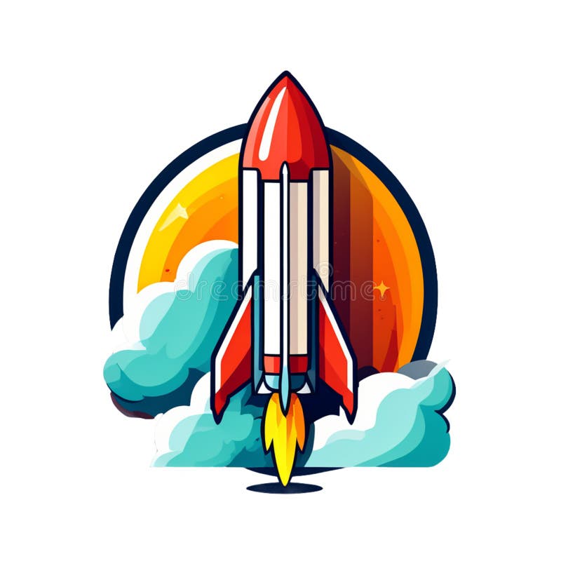 An Icon of Rocket, Flat Design of Launching, White Isolated Stock ...