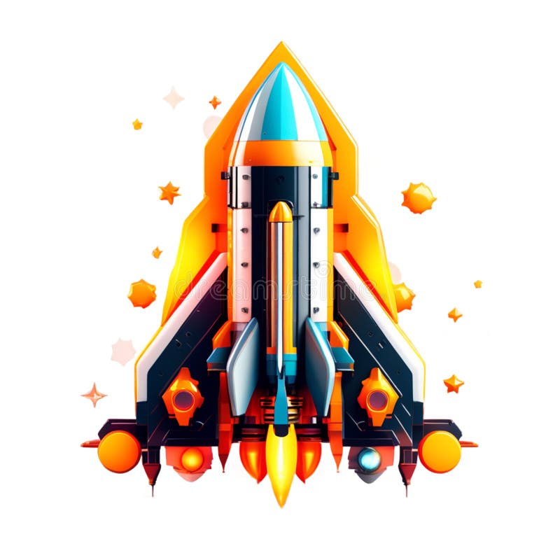 An Icon of Rocket, Flat Design of Launching, White Isolated Stock ...