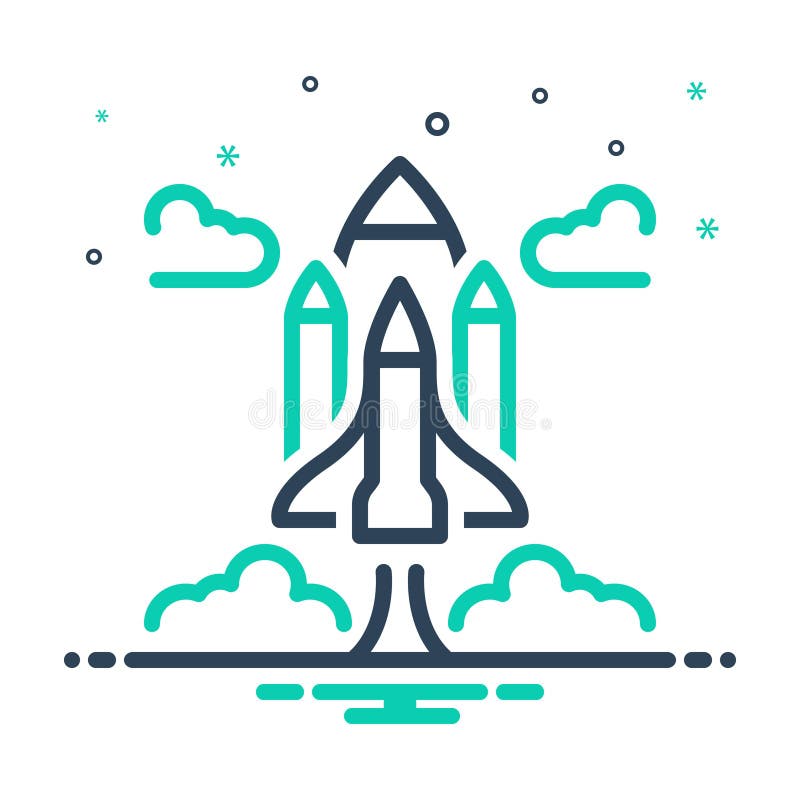 Mix Icon for Rocket Launch, Rocket and Takeoff Stock Vector ...