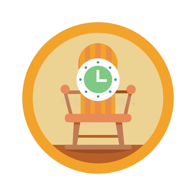 Icon of a Rocking Chair with a Clock in a Minimalist Flat Style Stock ...