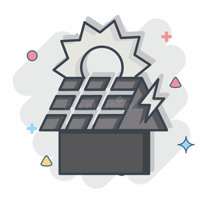 Icon Rooftop PV. Related To Solar Panel Symbol. Comic Style Stock ...