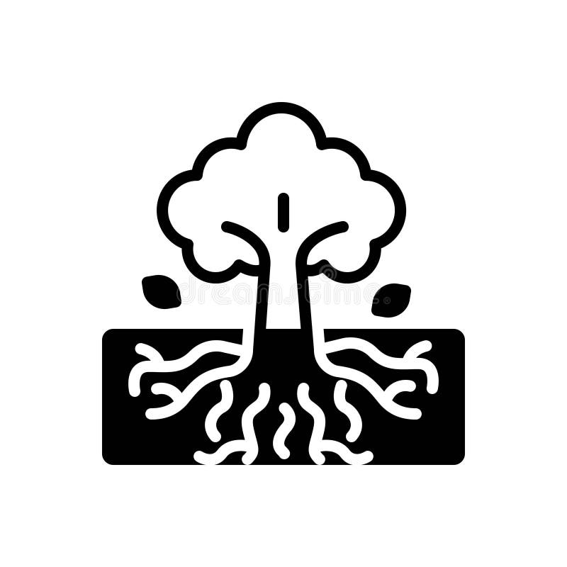 Black Solid Icon for Roots, Sprout and Botany Stock Vector ...