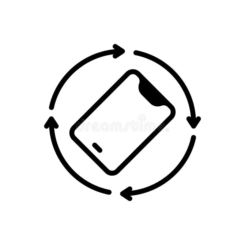 Black Solid Icon for Rotation, Phone and Turn Stock Illustration ...