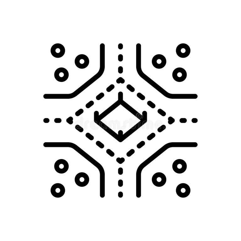 Black Line Icon for Roundabout, Intersection and Direction Stock Vector ...