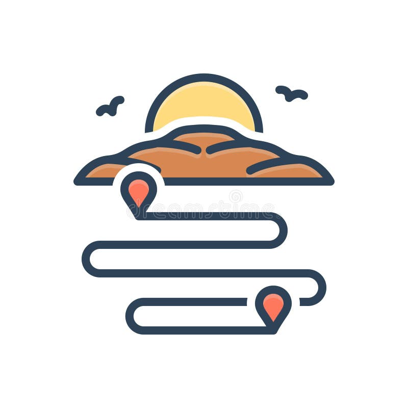 Color Illustration Icon for Route, Hill and Path Stock Illustration ...