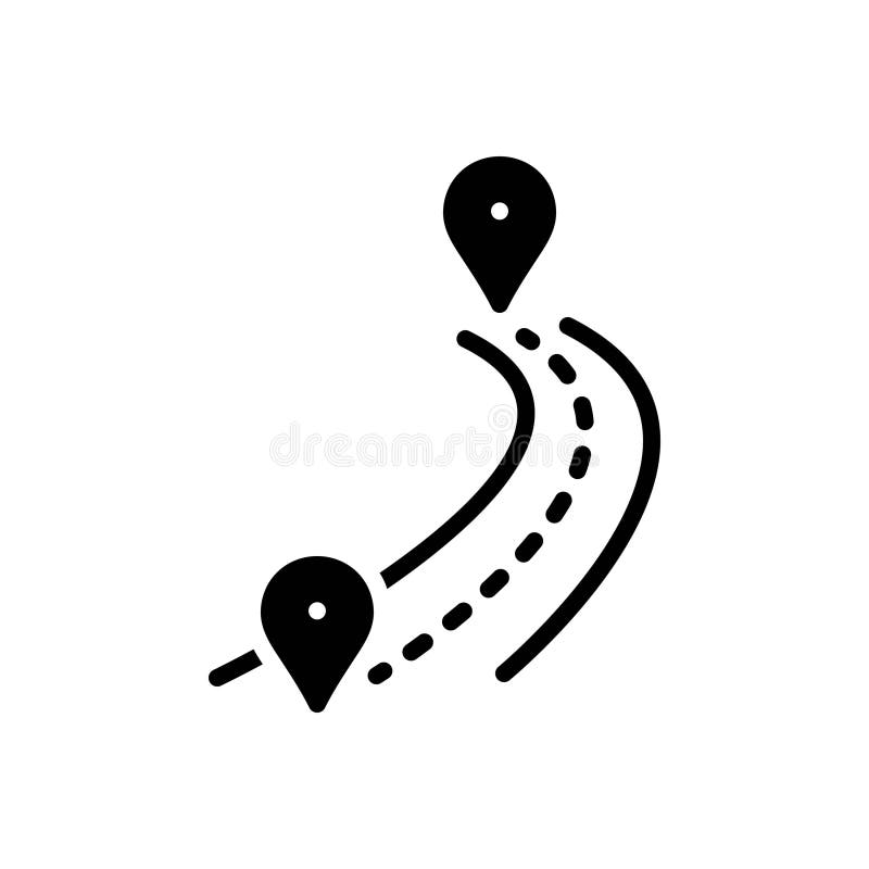 Black Solid Icon for Route, Thoroughfare and Street Stock Illustration ...