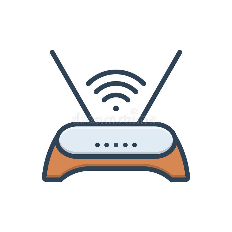 Color Illustration Icon for Router, Antenna and Wifi Stock Illustration ...