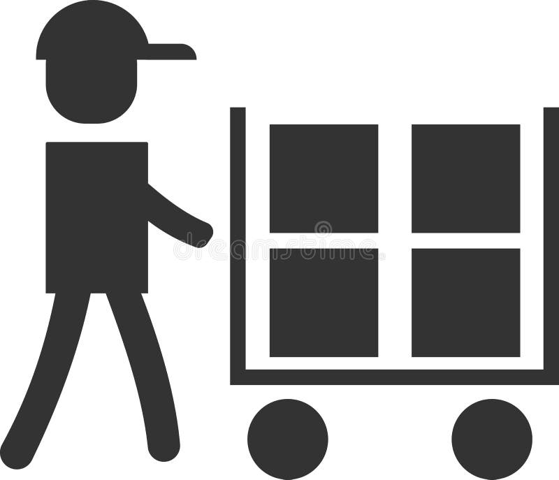 The Icon of a Running Courier with a Parcel. Stock Vector ...