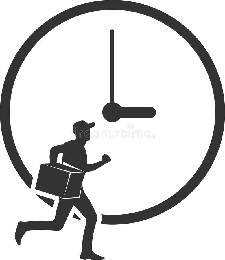 The Icon of a Running Courier with a Parcel. Stock Vector ...