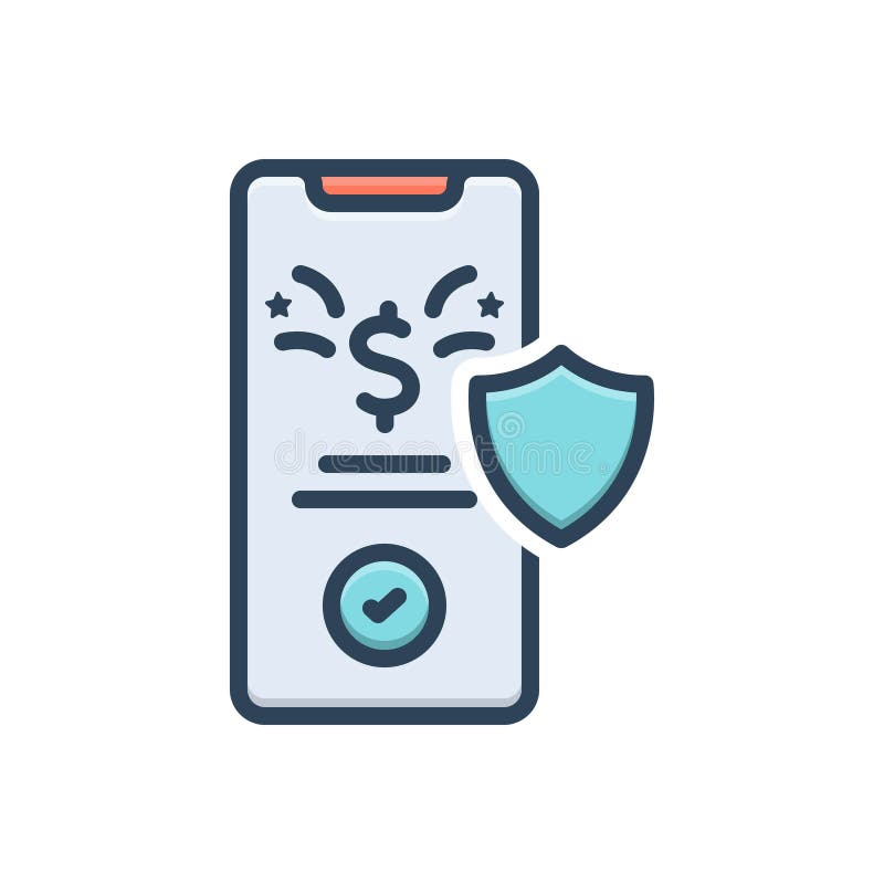 Color Illustration Icon for Safe Payment, Safe and Cashless Stock ...