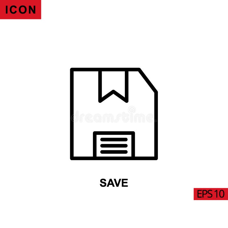 Icon Save. Outline, Line or Linear Vector Icon Symbol Sign Collection ...
