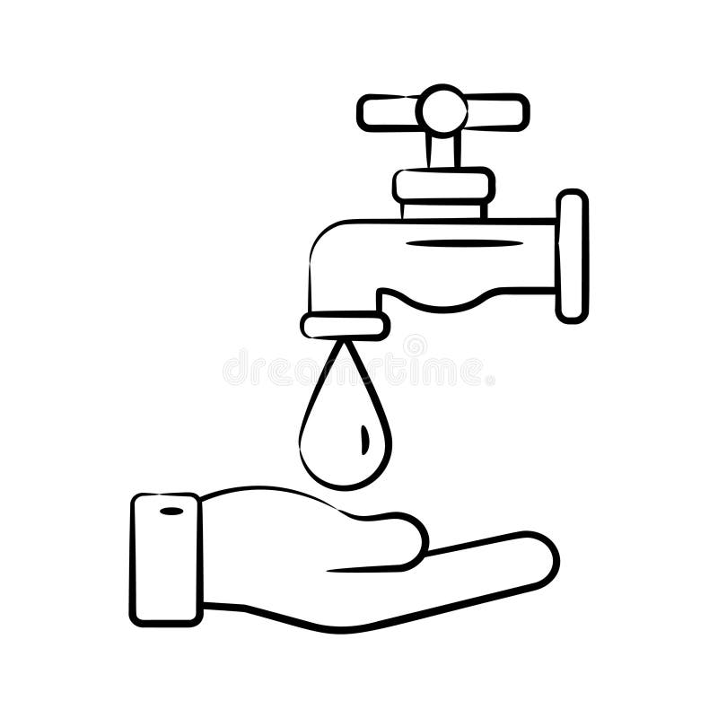 An Icon of Save Water Creatively Designed in Doodle Style Stock ...