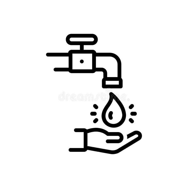 Black Line Icon for Save Water, Save and Natural Stock Illustration ...