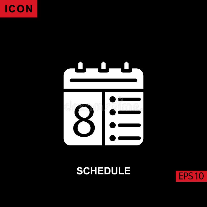 Icon Schedule on Calendar. Flat, Glyph or Filled Vector Icon Symbol ...