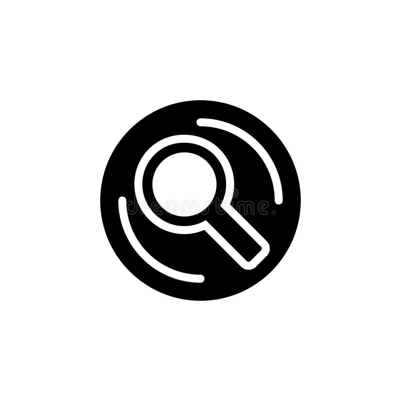 Black Solid Icon for Search, Information and Glass Stock Illustration ...