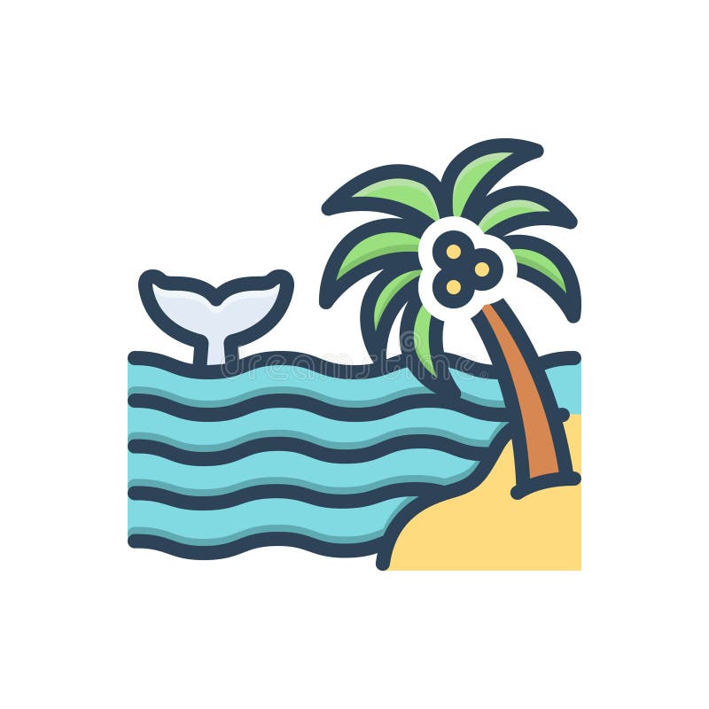 Color Illustration Icon for Seas, Coast and Seaboard Stock Vector ...