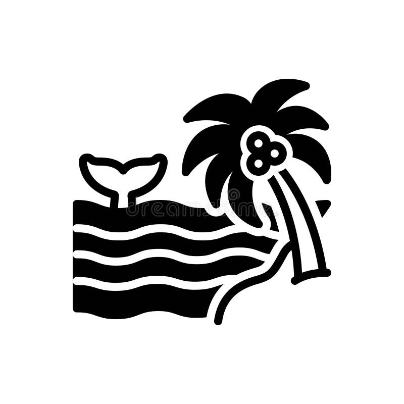 Black Solid Icon for Seas, Coast and Seaboard Stock Illustration ...