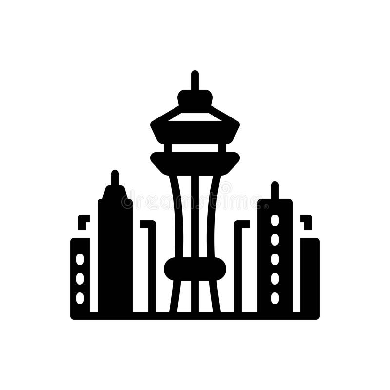 Black Solid Icon for Seattle, Tower and Washington Stock Vector ...