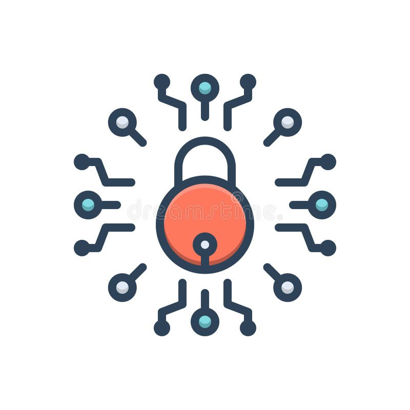 Color Illustration Icon for Secure Network, Secure and Cyber Stock ...