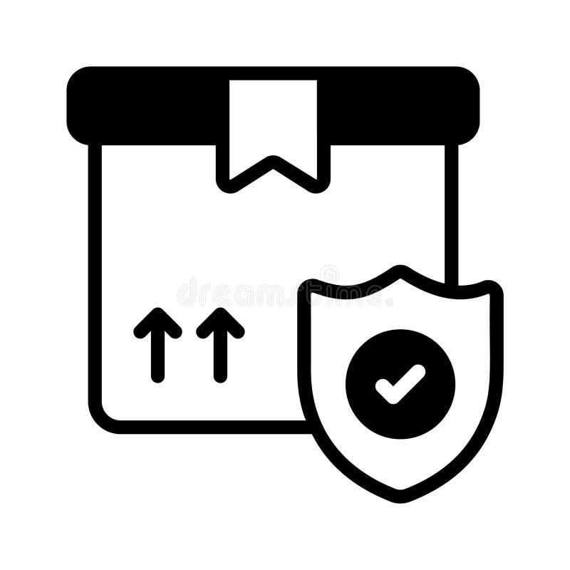 Icon of a Secured Package with a Shield Symbol Stock Illustration ...