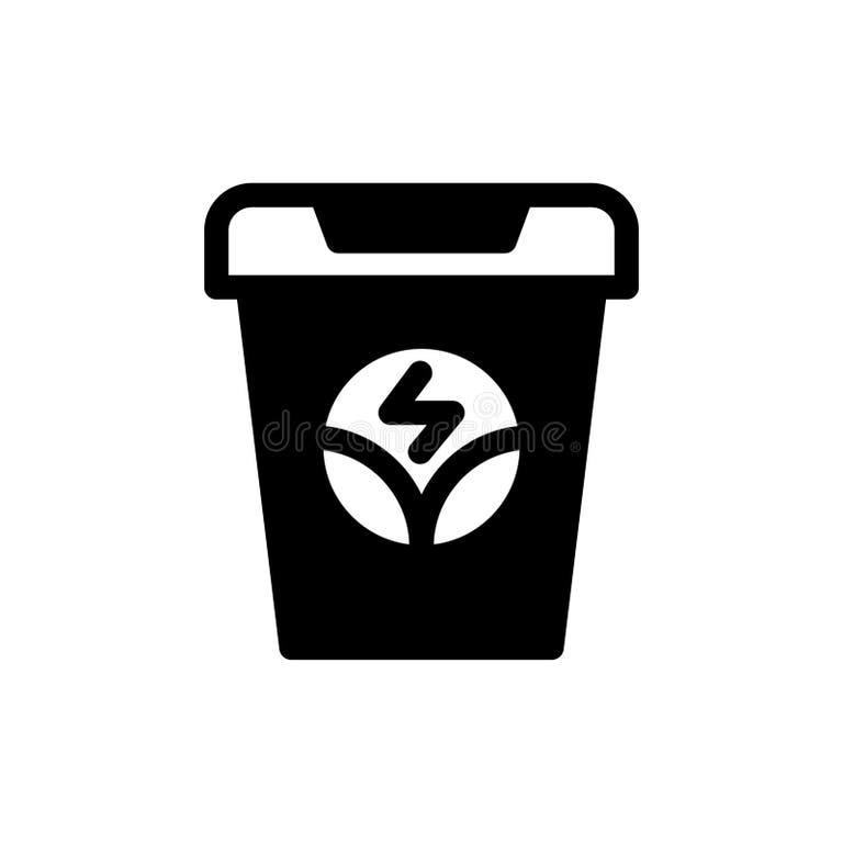Icon Semi Solid Bio Energy Recycle Trash Bin. Solid Black Icon Concept ...