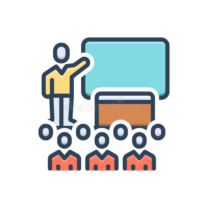 Color Illustration Icon for Seminar, Classroom and Trainer Stock ...