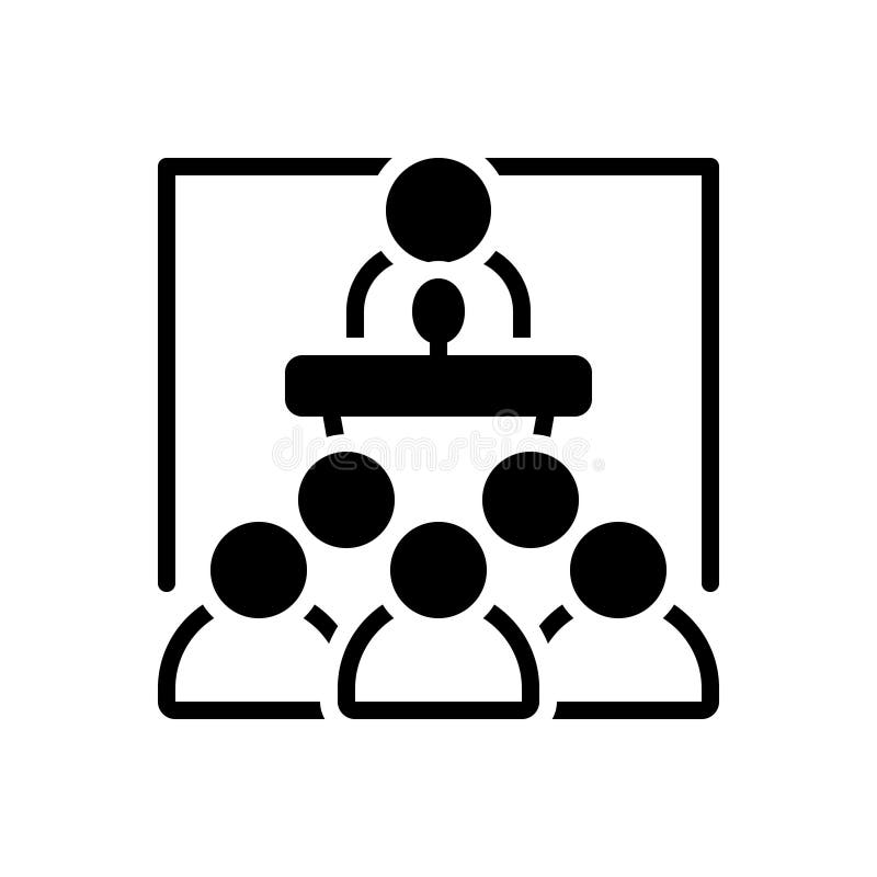 Black Solid Icon for Seminar, Conference and Convention Stock ...