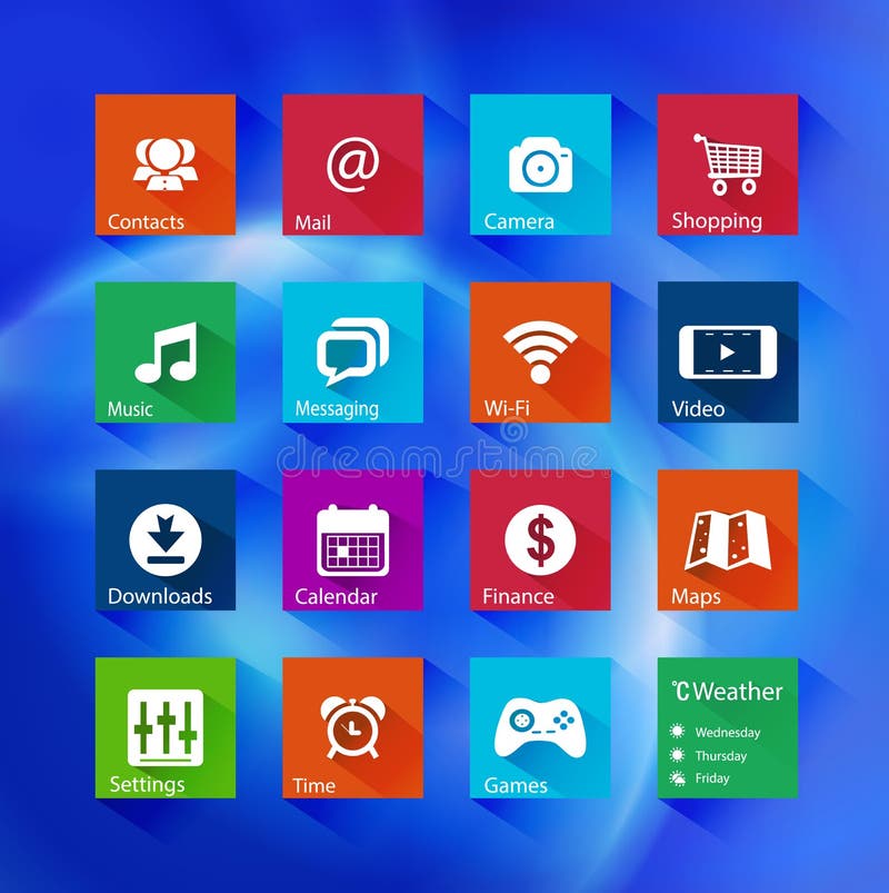 Icon series in Metro style stock illustration. Illustration of mail ...