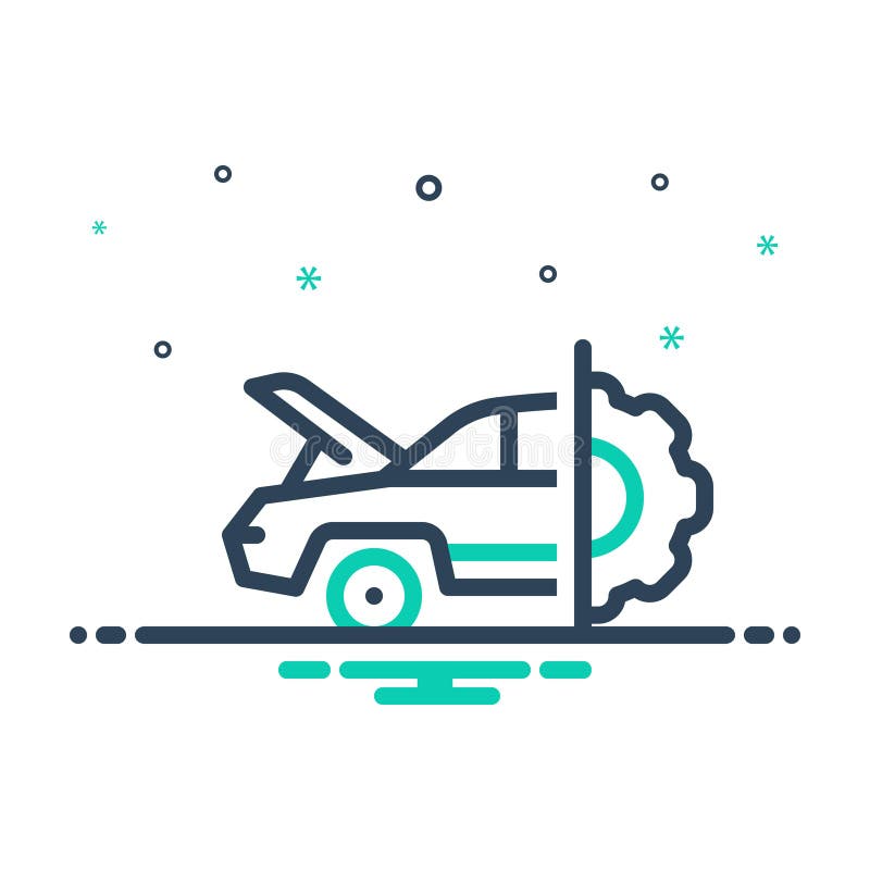 Mix Icon for Service, Automobile and Engine Stock Vector - Illustration ...