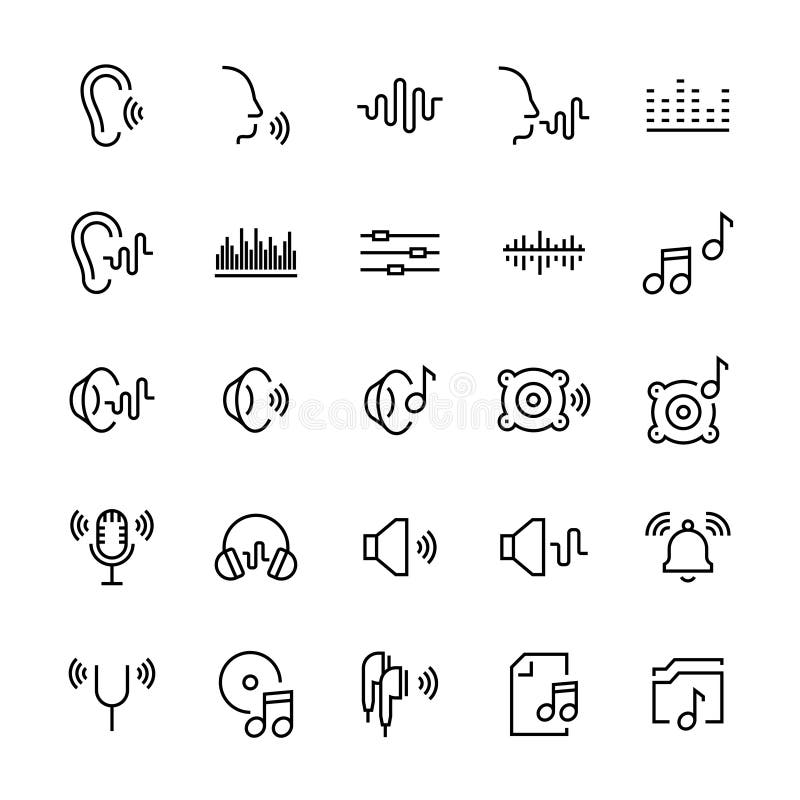 Icon Set of Acoustics and Sound in Line Style. Vector Symbols Stock ...