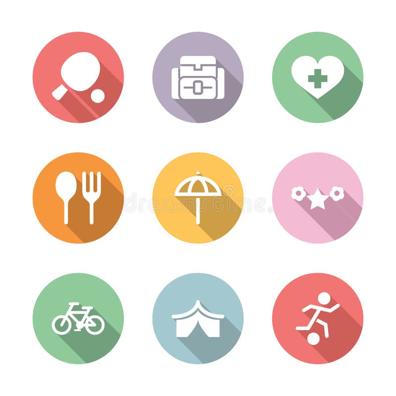 Icon Set Activity and Rest Color with Shadow Stock Illustration ...