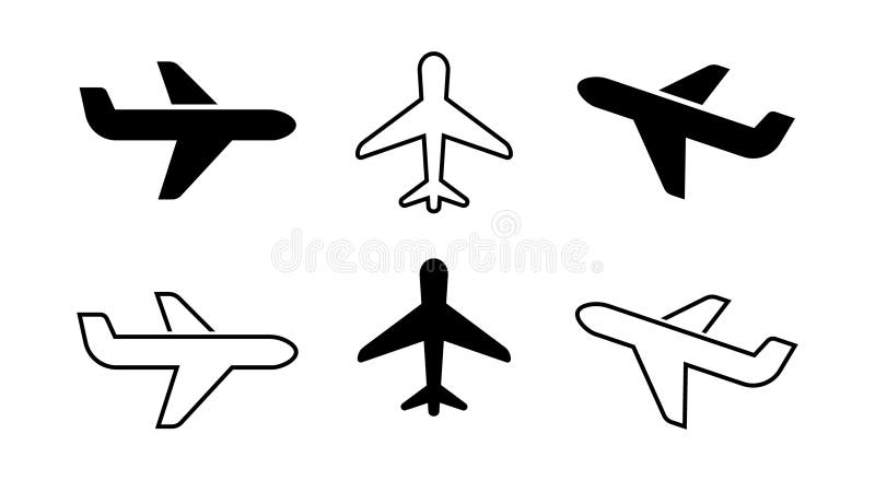 Airplane Icon Set, Plane Flight Symbol in Different Styles. Airplane ...