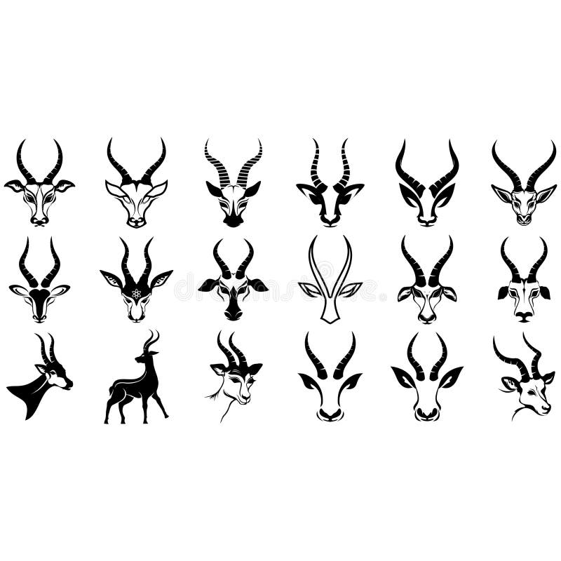 Icon set antelope stock vector. Illustration of mammal - 304869536