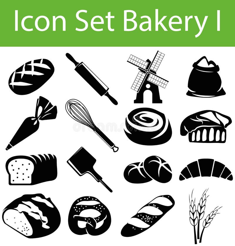 Icon Set Bakery I stock vector. Illustration of pictogram - 106304212