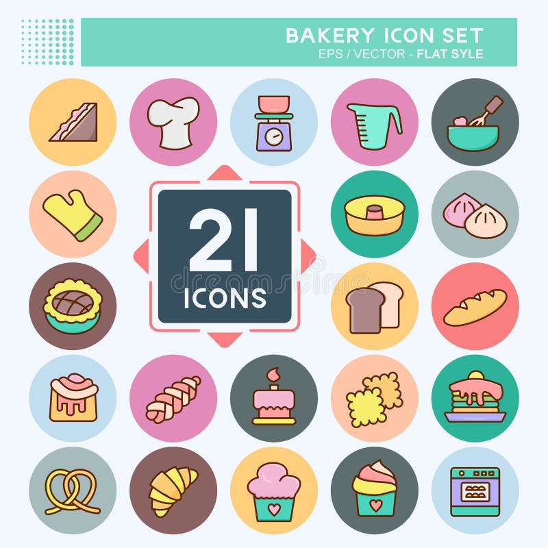 Icon Set Bakery. Suitable for Bakery Symbol. Flat Style. Simple Design ...