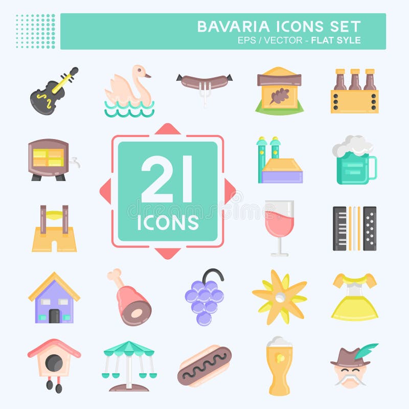 Icon Set Bavaria. Suitable for Education Symbol. Flat Style. Simple ...