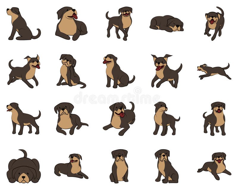 Icon Set of a Big Dog. it is Flat Style Stock Vector - Illustration of ...