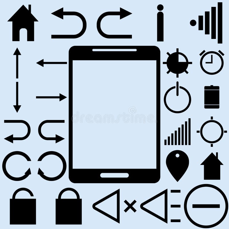 Icon Set on a Blue Background Stock Vector - Illustration of computer ...