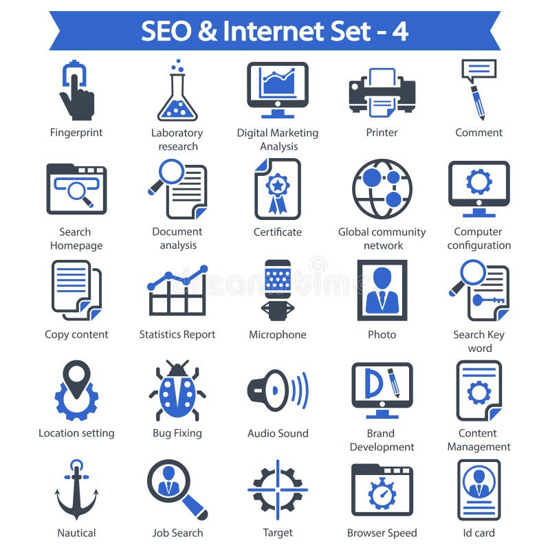 SEO & Internet Icon Set - Blue Series Stock Vector - Illustration of ...