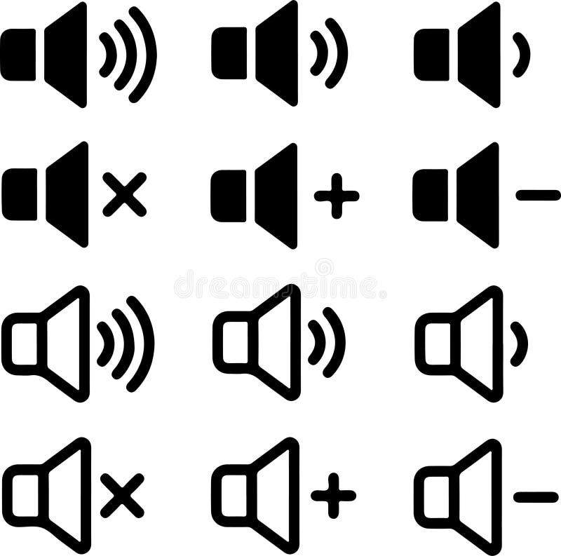 Icon Set of Buttons for Volume Level Control Used in Smartphone Application, Computer Sofware ...