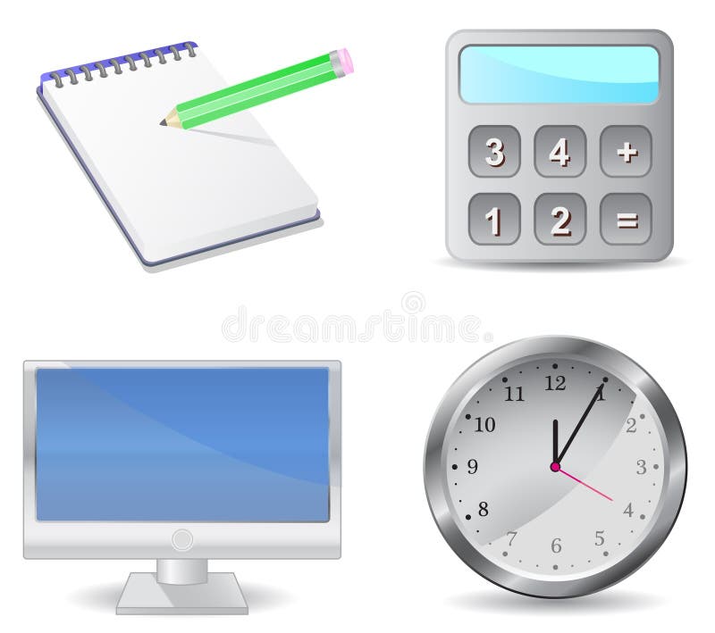 Vector Office Icon Set. Part 5 Stock Vector - Illustration of copier ...