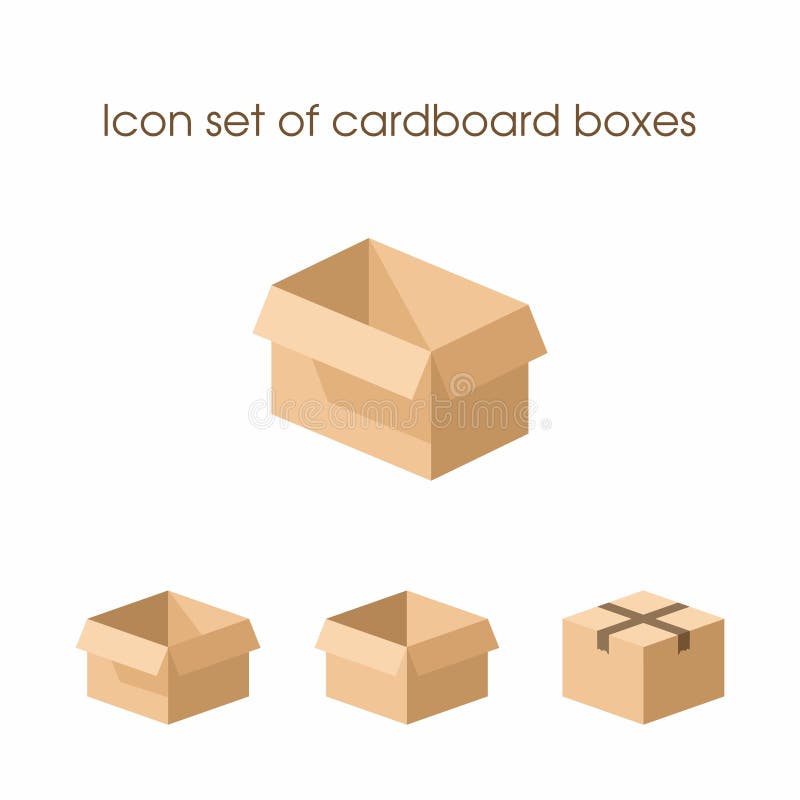 Icon Set of Cardboard Boxes Stock Illustration - Illustration of design ...